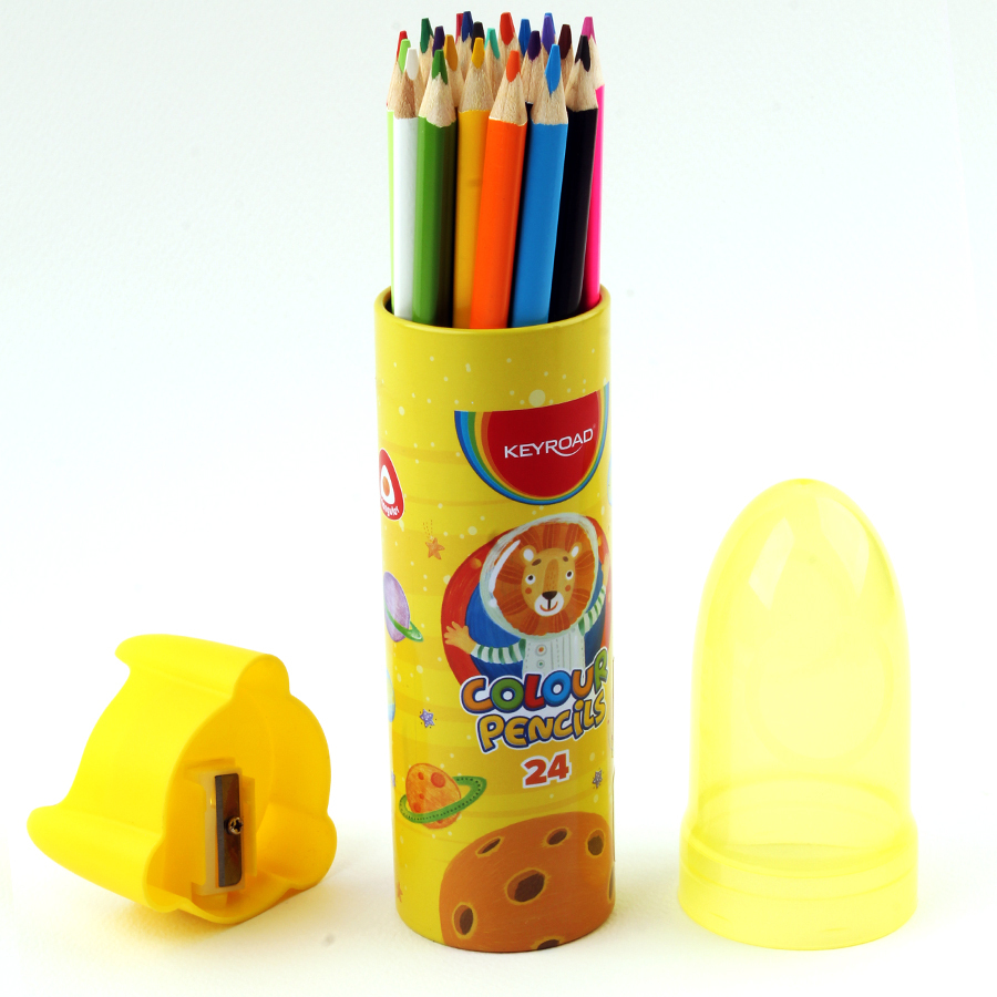 Keyroad 24 Color Wooden Pencils with Sharpener & Box | Bernasos Company ...